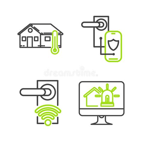 Set Line Computer Monitor With Smart House And Alarm Digital Door Lock Wireless Technology For