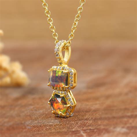 Natural Black Fire Ethiopian Opal Pendant Necklace For Women Fire Opal