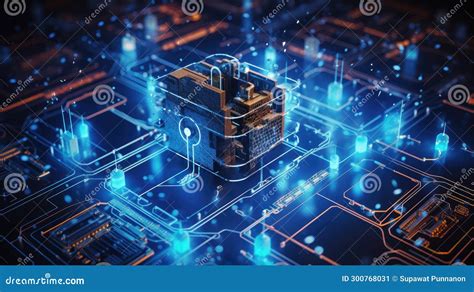 digital fortress of cybersecurity 3d graphic with encrypted factory