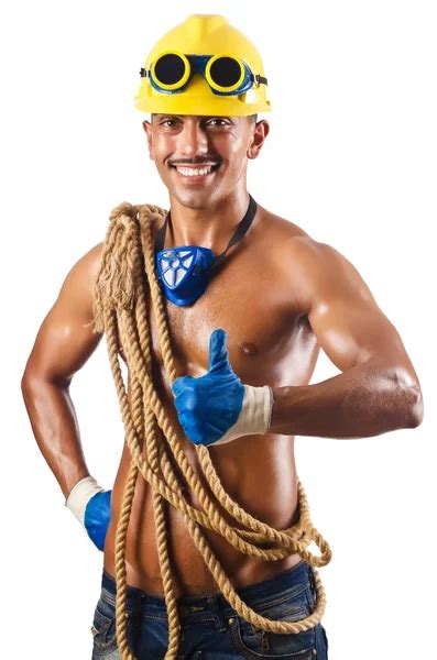 Naked Construction Worker On White Stock Photo By Elnur