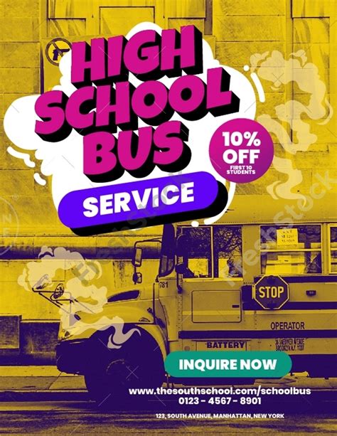 School Bus Carpool Service Flyer Freshstock