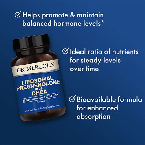 Dr Mercola® Liposomal Pregnenolone Plus Dhea Supplement 90 Capsules