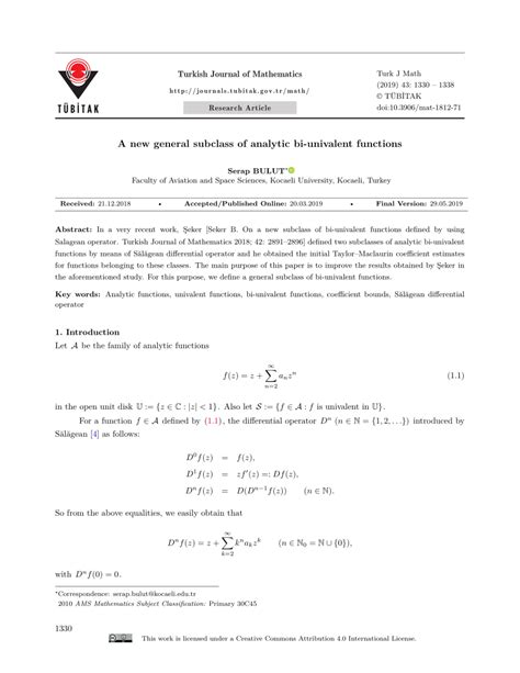 Pdf A New General Subclass Of Analytic Bi Univalent Functions