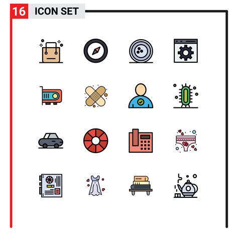 16 Thematic Vector Flat Color Filled Lines And Editable Symbols Of