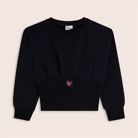 Felpa Bambina Cropped Con Maxi Fascia In Costina