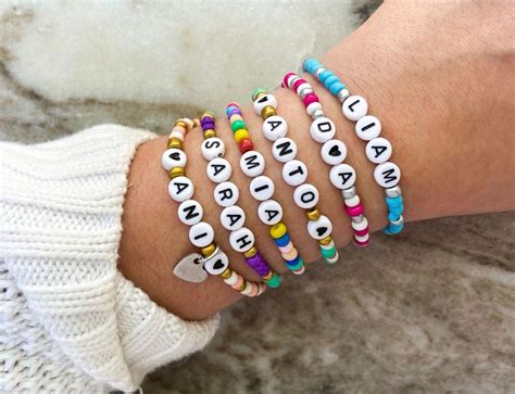 Custom Beaded Name Bracelets Personalized Word Beaded Bracelets