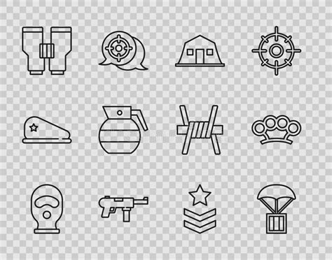 Set Line Balaclava Airdrop Box Military Barracks Submachine Gun M3