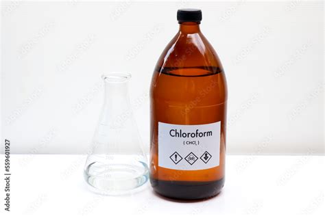 Chloroform In Bottle Chemical In The Laboratory And Industry Stock