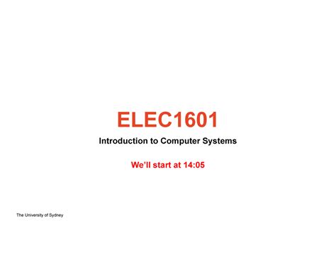 Elec1601 Week 2 2022 Combinational Digital Logic The University Of Sydney Elec Introduction