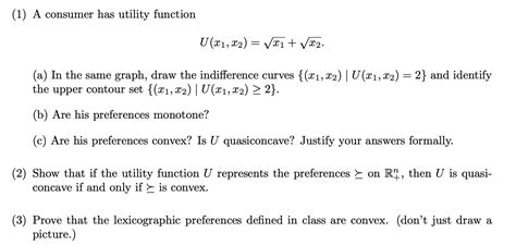 Solved A consumer has utility function U(x1,x2)=√x1 | Chegg.com