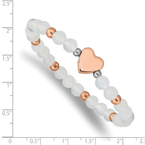 Chisel Chisel Stainless Steel Polished Rose Ip Plated Heart 6mm White