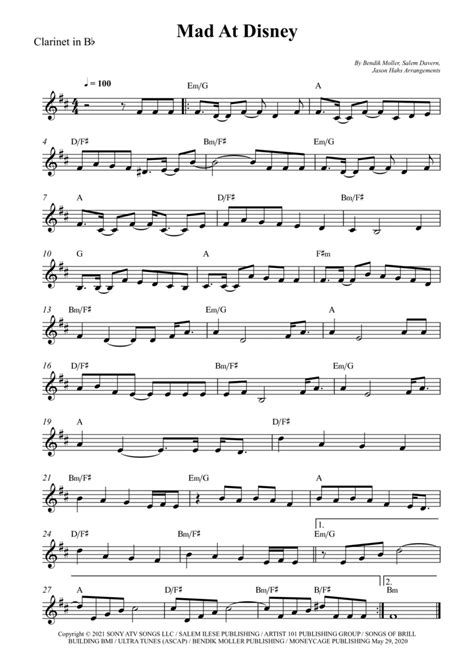 How To Play The Disney Theme On Clarinet Sheet Music With Tab