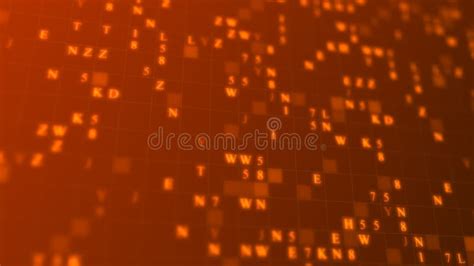 Orange Glowing Letters And Numbers Matrix On An Abstract Background