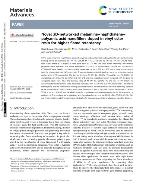 Pdf Novel 3d Networked Melamine Naphthalene Polyamic Acid Nanofillers