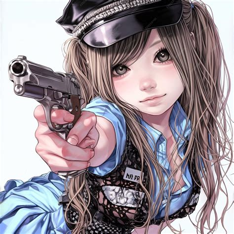 Anime Girl With A Gun Pointing At The Camera Generative Ai Premium Ai
