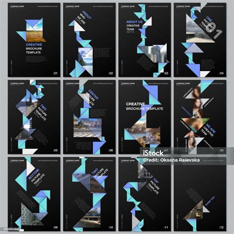 검은 배경에 다채로운 삼각형 종이 접기 종이 요소와 창조적 인 브로셔 템플릿 전단지 전단지 브로셔 보고서 프리젠 테이션 광고 잡지에 대한 디자인 템플릿을 다룹니다 0명에