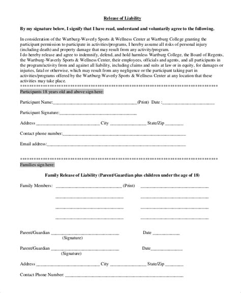 Liability Release Form Examples