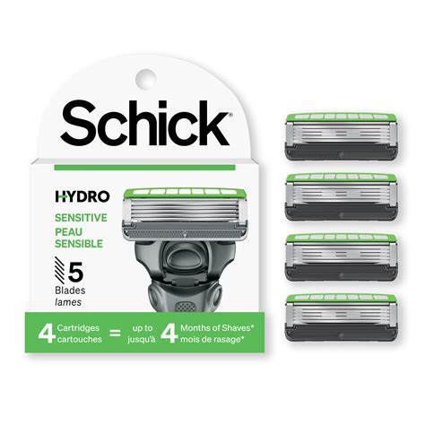Schick Hydro Skin Comfort Sensitive 5 Blade Razor Refills 4 Count