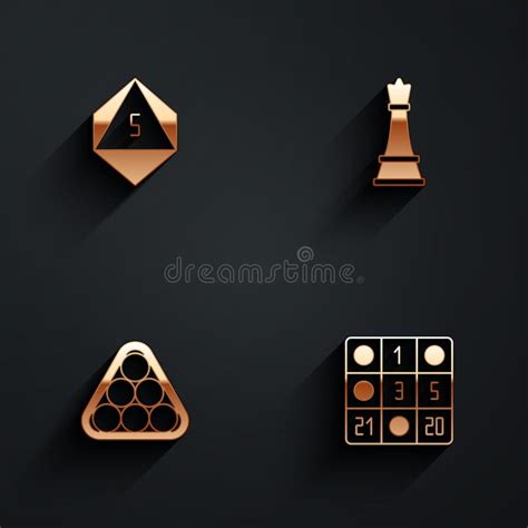 Set Game Dice Chess Billiard Balls In Triangle And Bingo Card Icon