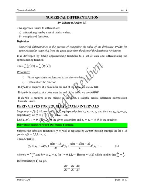 Numerical Differentiation Forward Backward And Central Difference