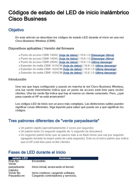 Cisco Ap Startup Led Status Codes Descargar Gratis Pdf Punto De