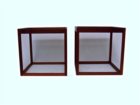 Danish Modern Teak And Smoked Glass Cube End Tables At 1stdibs Glass