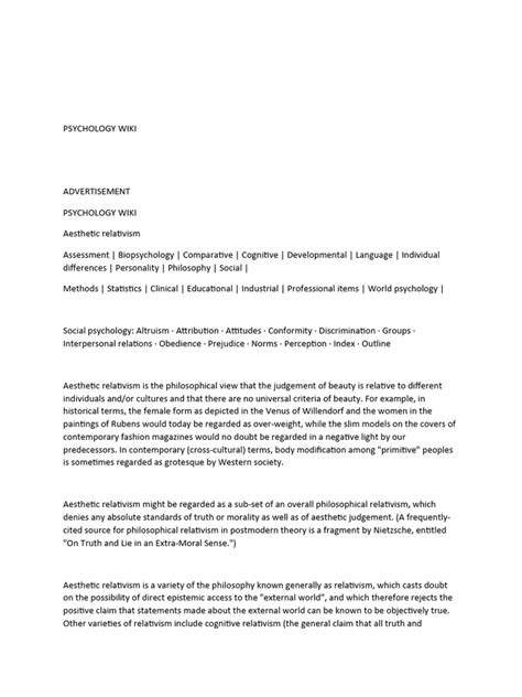Aesthetic Relativism Pdf Relativism Aesthetics
