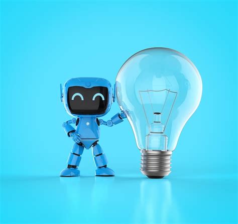 Premium Photo Personal Assistant Robot Hold Lightbulb For Creativity Concept