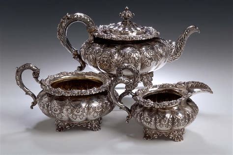 Bonhams A Good George Iv Three Piece Tea Service Makers Mark Of Rebecca Emes And Edward