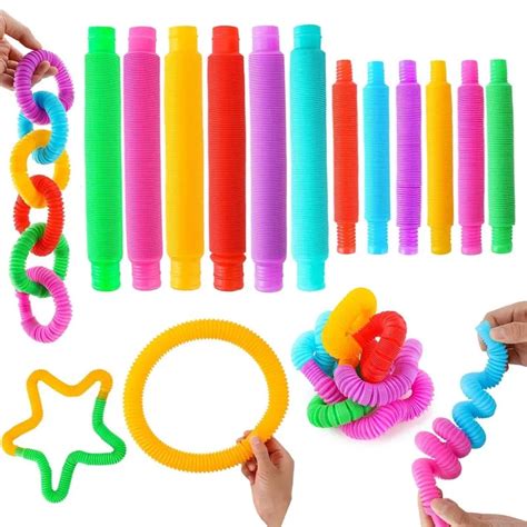 Air Tube Toy Telescopic Sensory Fidget Tubes Colorful Plastic Stress