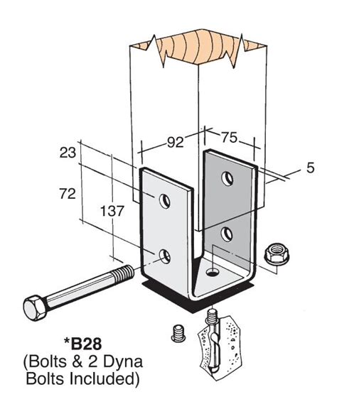 Bowmac Bracket B28 Post And Bearer Gfc Fasteners And Construction Products