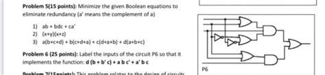 Solved Problem 515 Points Minimize The Given Boolean