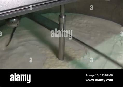 Raw Milk Inside The Pasteurization Tank At The Dairy Factory Zoom Out