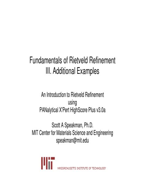 Rietveld Refinement With Highscore Plus Pdf X Ray Crystallography