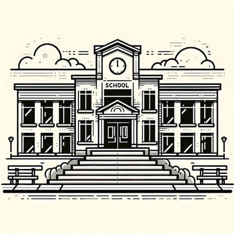 Classic School Building Illustration Background Premium Ai Generated Image