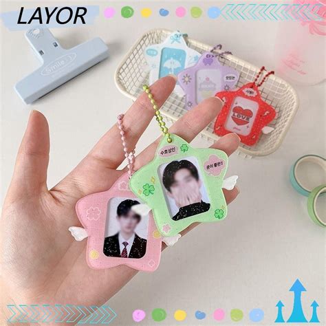 Layor 1 นิ้วการ์ดรูปถ่าย Hard Star Shape อะคริลิค Kpop Card Cover Ins สไตล์น่ารักจี้การ์ตูน
