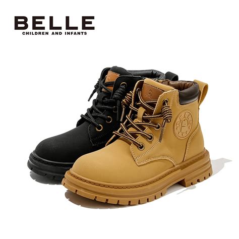 【双十一】百丽童鞋女童马丁靴秋冬儿童短靴子加绒大黄靴大童男童虎窝淘