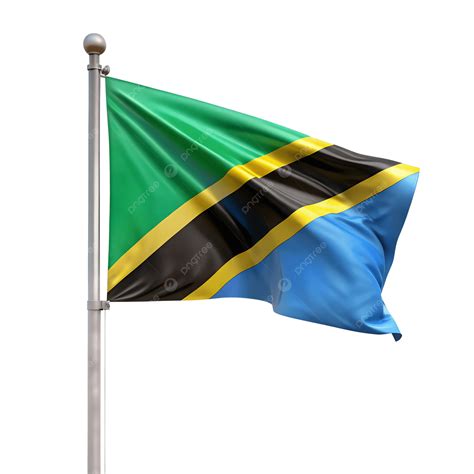 Tanzania Flag Waving On Pole 3d Render Tanzania Flag Waving Waving
