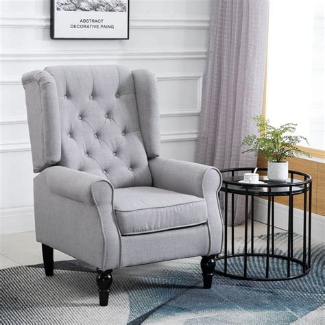 Homcom Button Tufted Accent Chair With High Wingback Rounded Cushioned