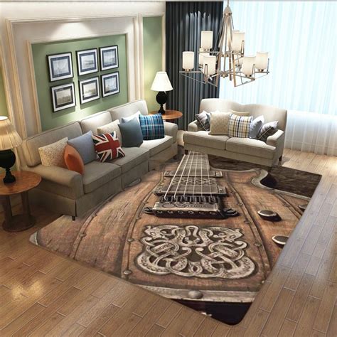 Guitar Rug Wooden Musical Instrument Guitar Pattern Area