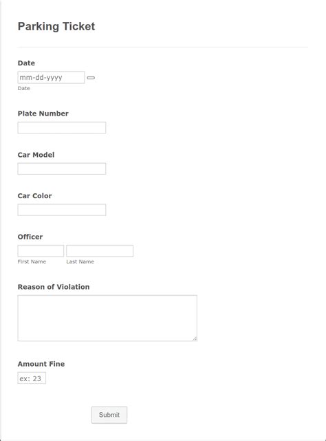Printable Parking Ticket Template Word