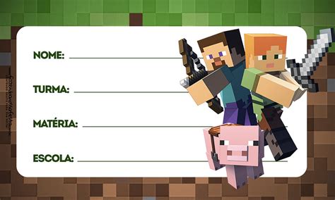 Minecraft Etiqueta Escolar Personalizada Imagem Legal