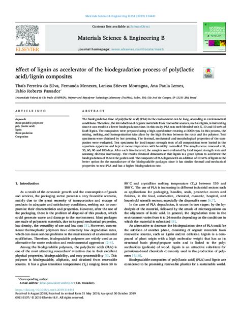 Pdf Effect Of Lignin As Accelerator Of The Biodegradation Process Of