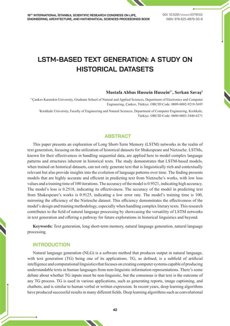 Pdf Lstm Based Text Generation A Study On Historical Datasets