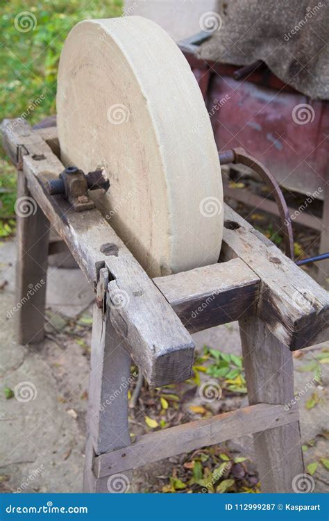 Old Sharpening Stone Wheel Stock Image Image Of Round 112999287