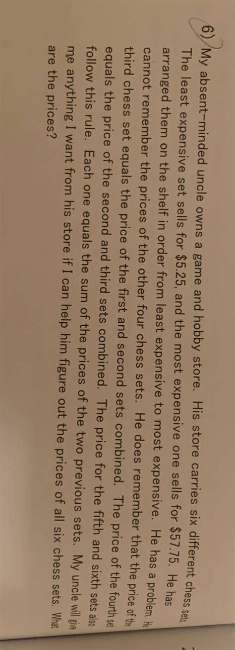 Solved My Absent Minded Uncle Owns A Game And Hobby Store