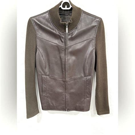 Jaclyn Smith Classic Brown Lambskin Sweater Jacket Depop
