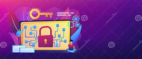 Cryptography And Encryption Concept Banner Header Stock Vector