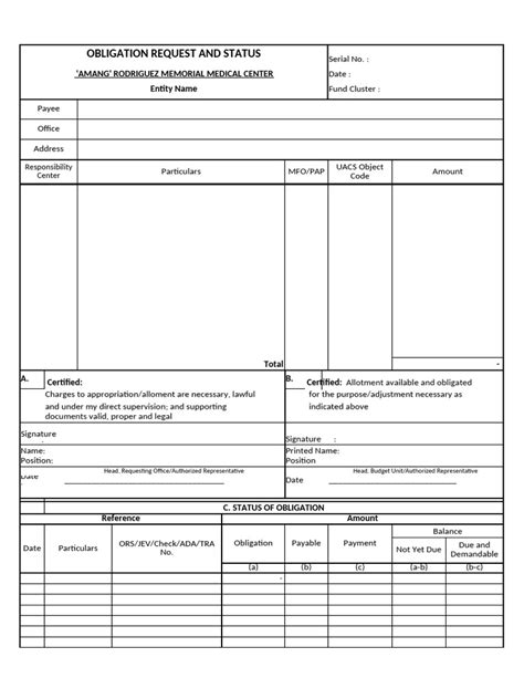 Obligation Request And Status For Philippine Government Agency Pdf