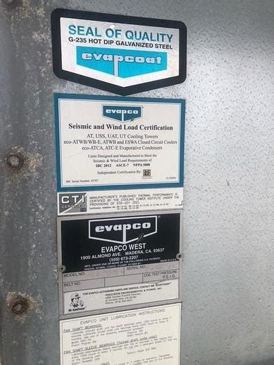 Used Evapco Cooling Tower For Sale In California